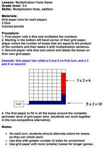Multiplication Facts Grid game – Mr. R.'s World of Math