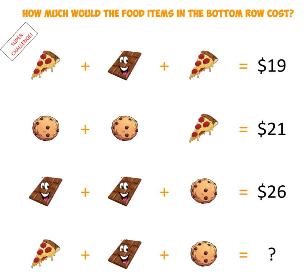 Math Brain Teaser Food Prices 9 – Mr. R.'s World of Math