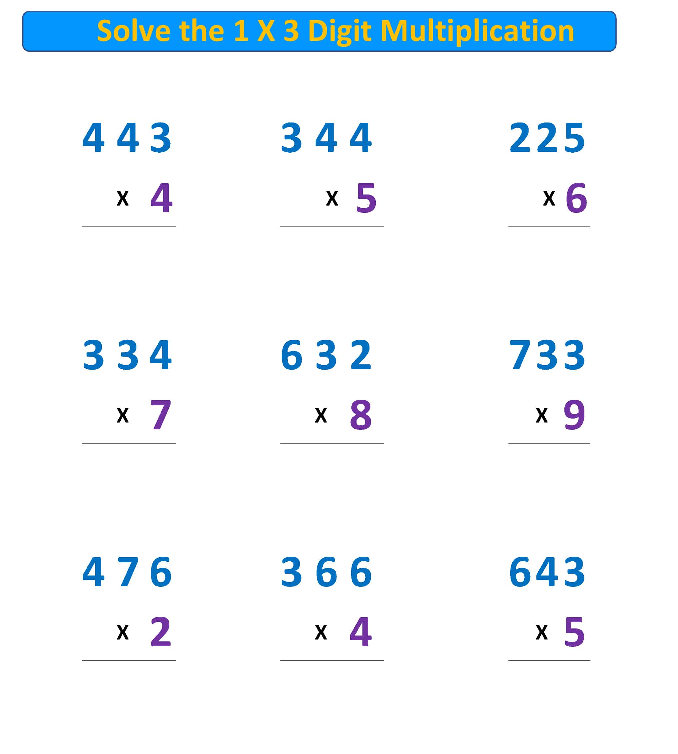 Multiplication Problems 1 X 3 Digit Regroup Tens And Hundreds Mr R 