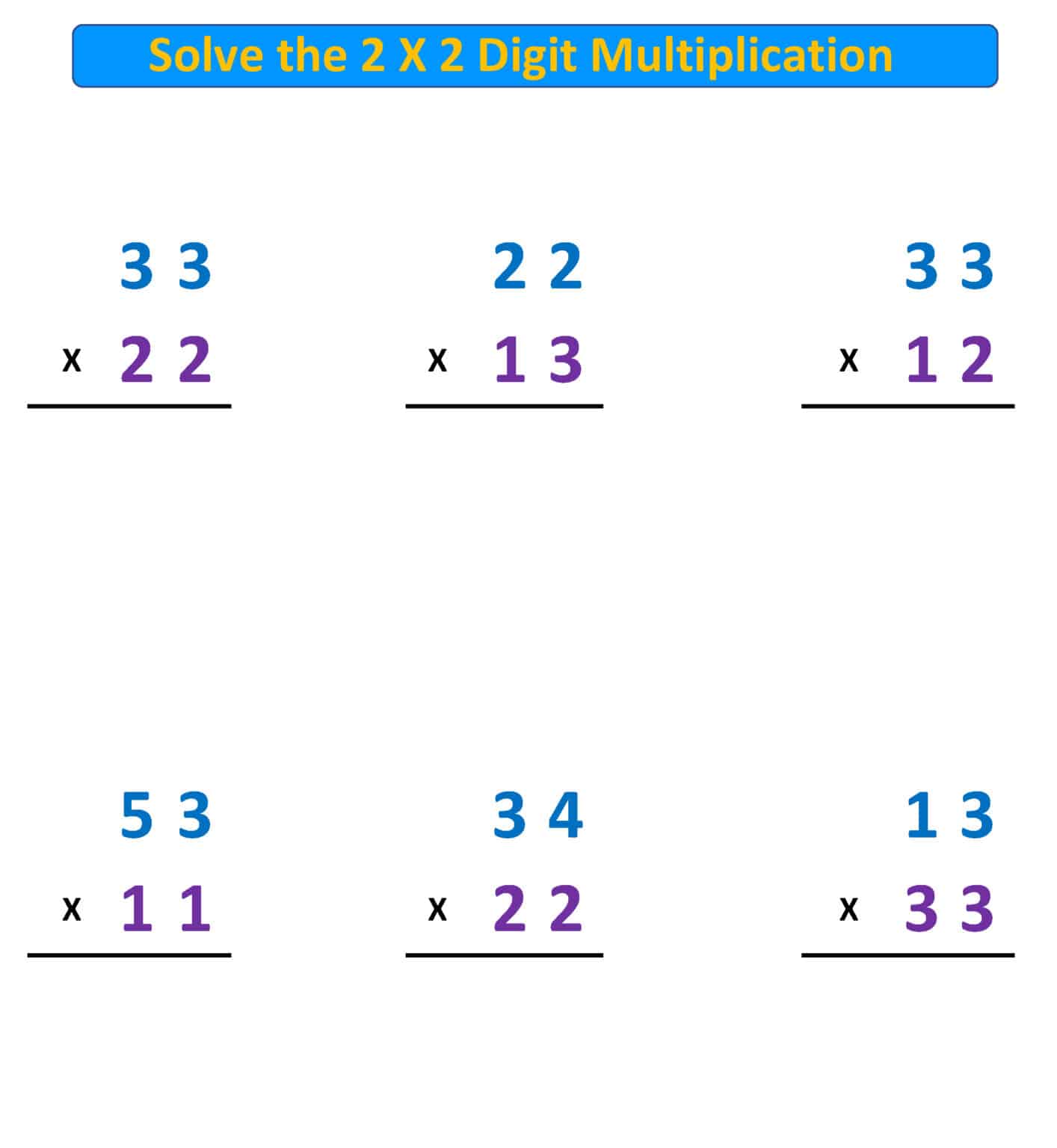Multiplication problems 2 X 2 digit no regrouping – Mr. R.'s World of Math