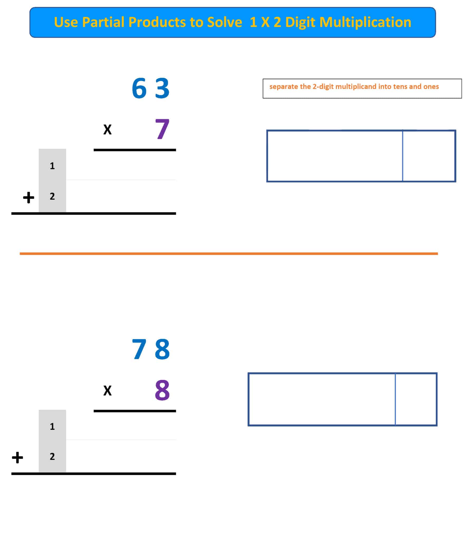 Partial Products 1 x 2 Worksheet 2 – Mr. R.'s World of Math