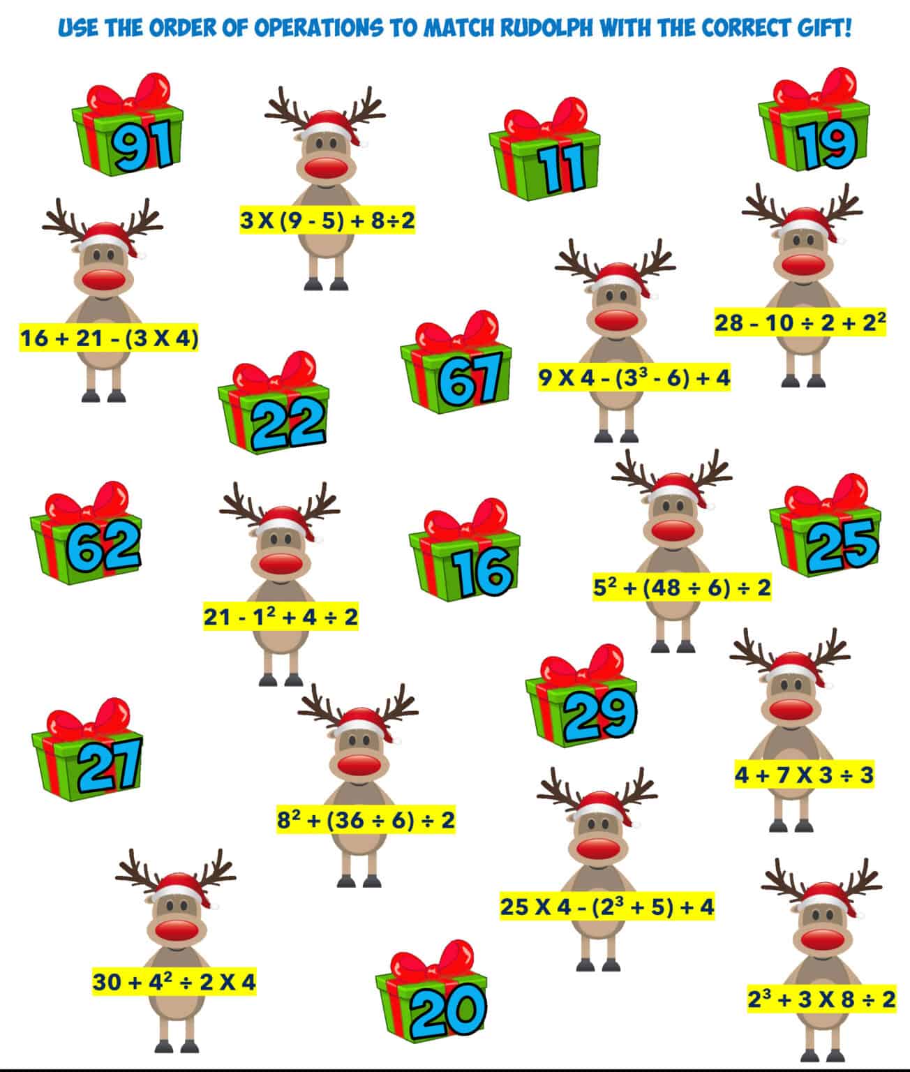 Christmas Math Order of Operations 4 – Mr. R.'s World of Math