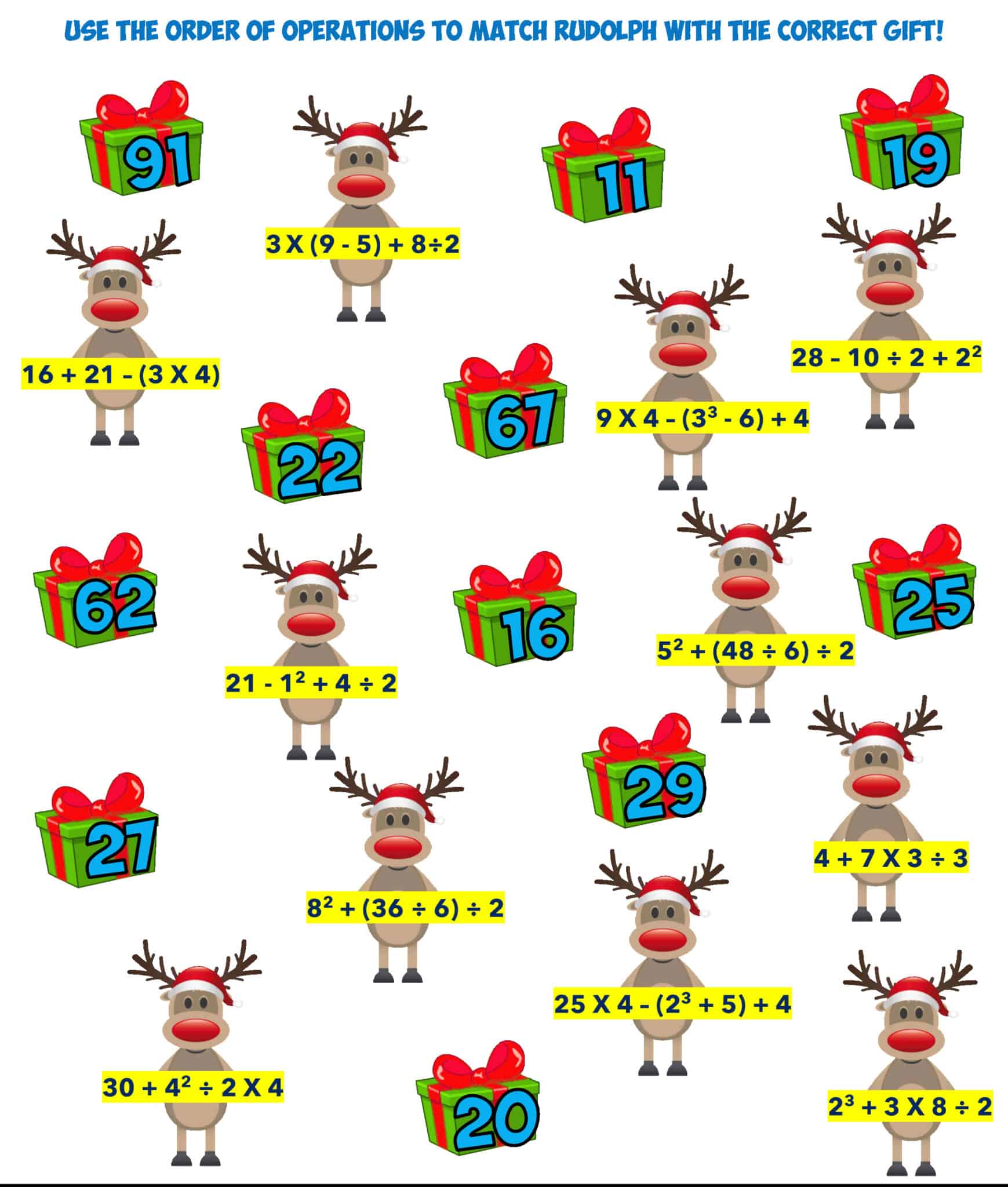 Christmas Math Order of Operations 4 – Mr. R.'s World of Math