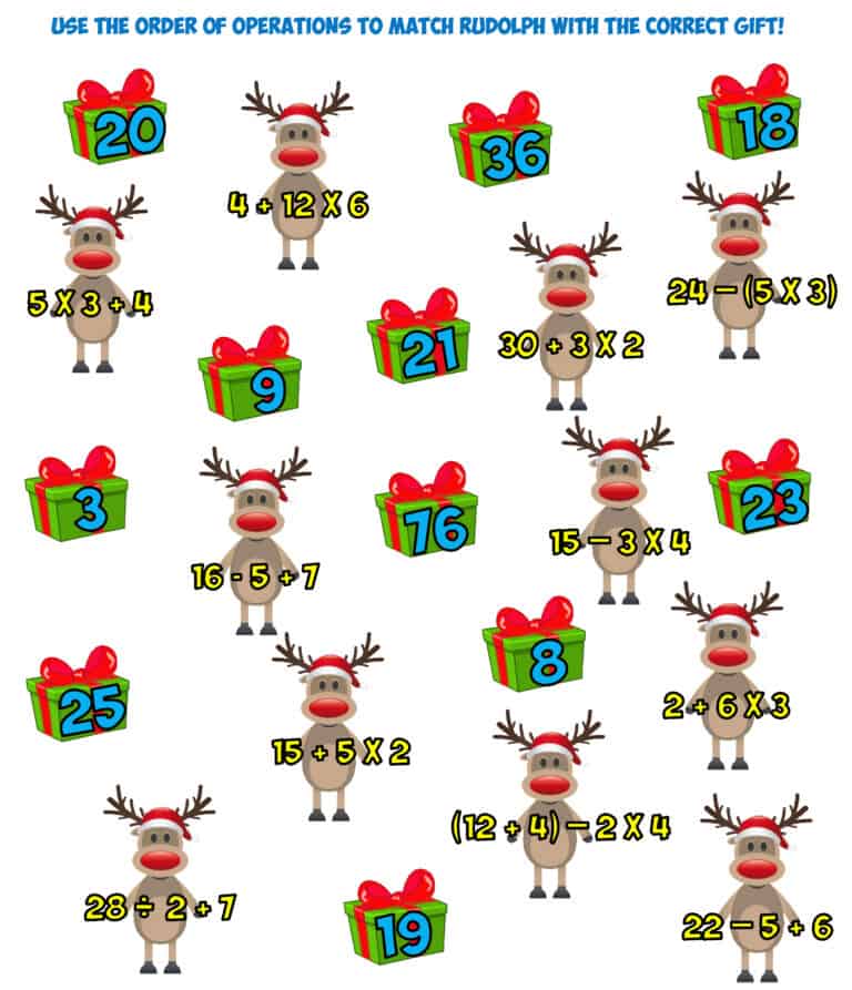 Christmas Math Order of Operations 1 – Mr. R.'s World of Math