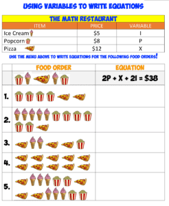 Variables and Equations 2 - Mr. R.'s World of Math