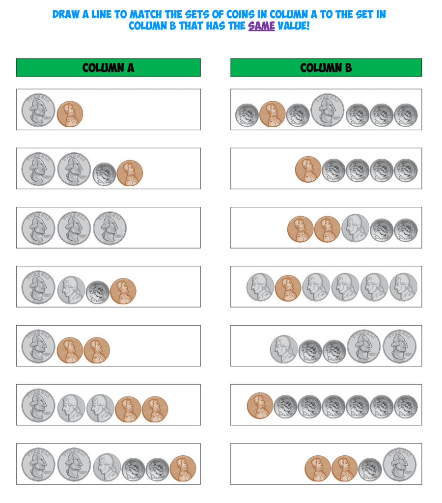 Coin Value Match 1 – Mr. R.'s World of Math