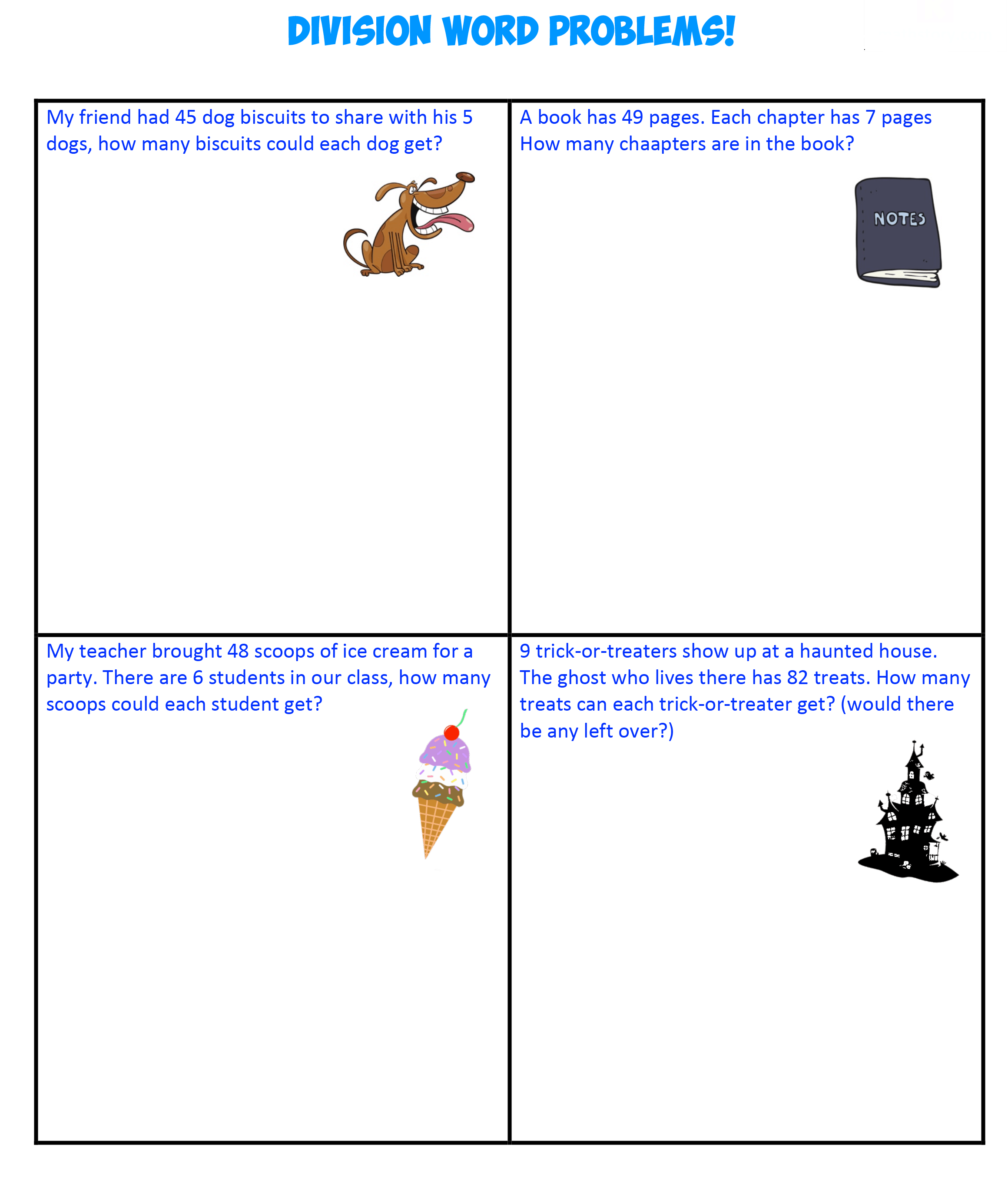 Division Worksheets Grade 3 Long Division Word Problems K5 Learning