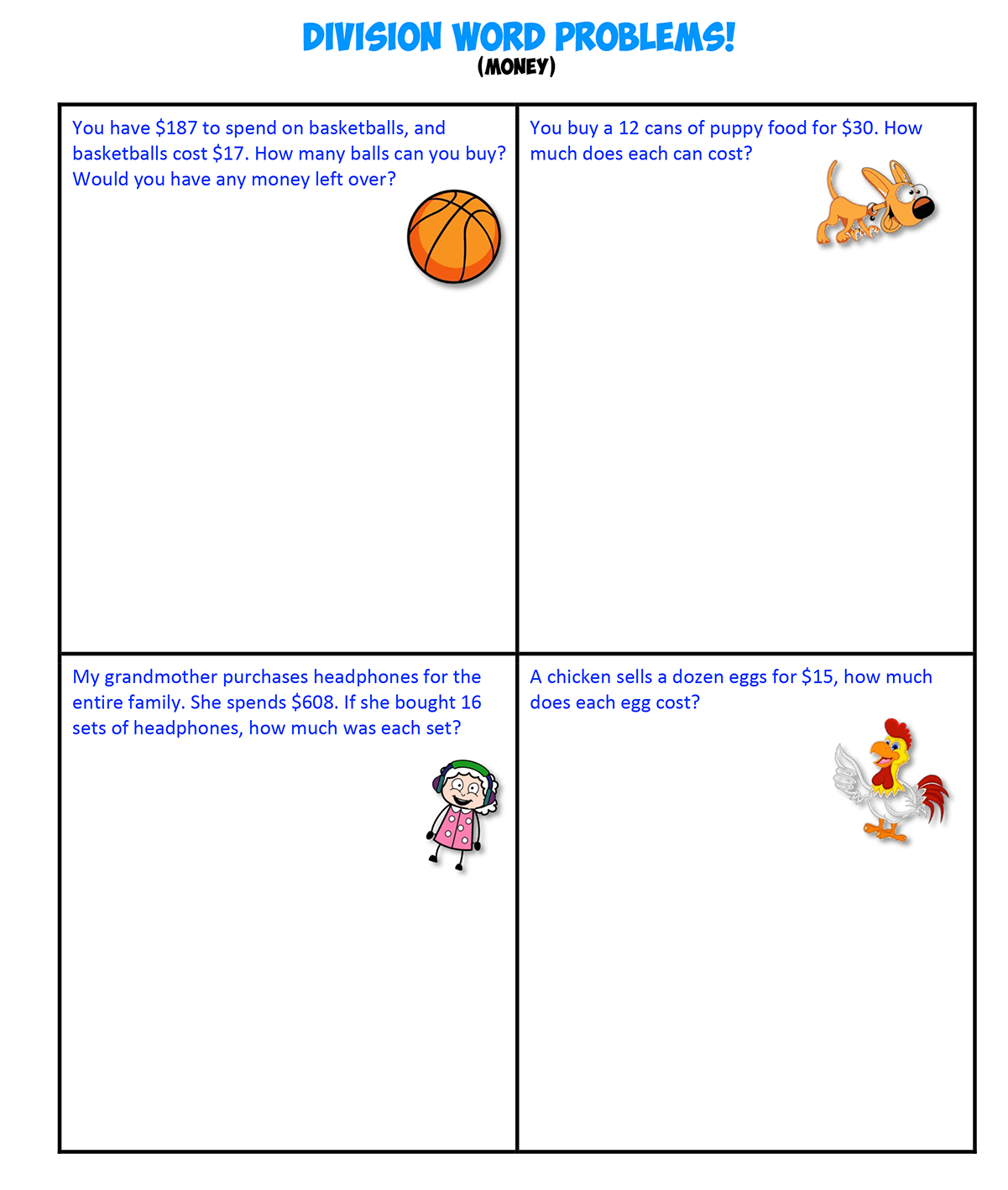 Division Word Problems D Money – Mr. R.'s World of Math