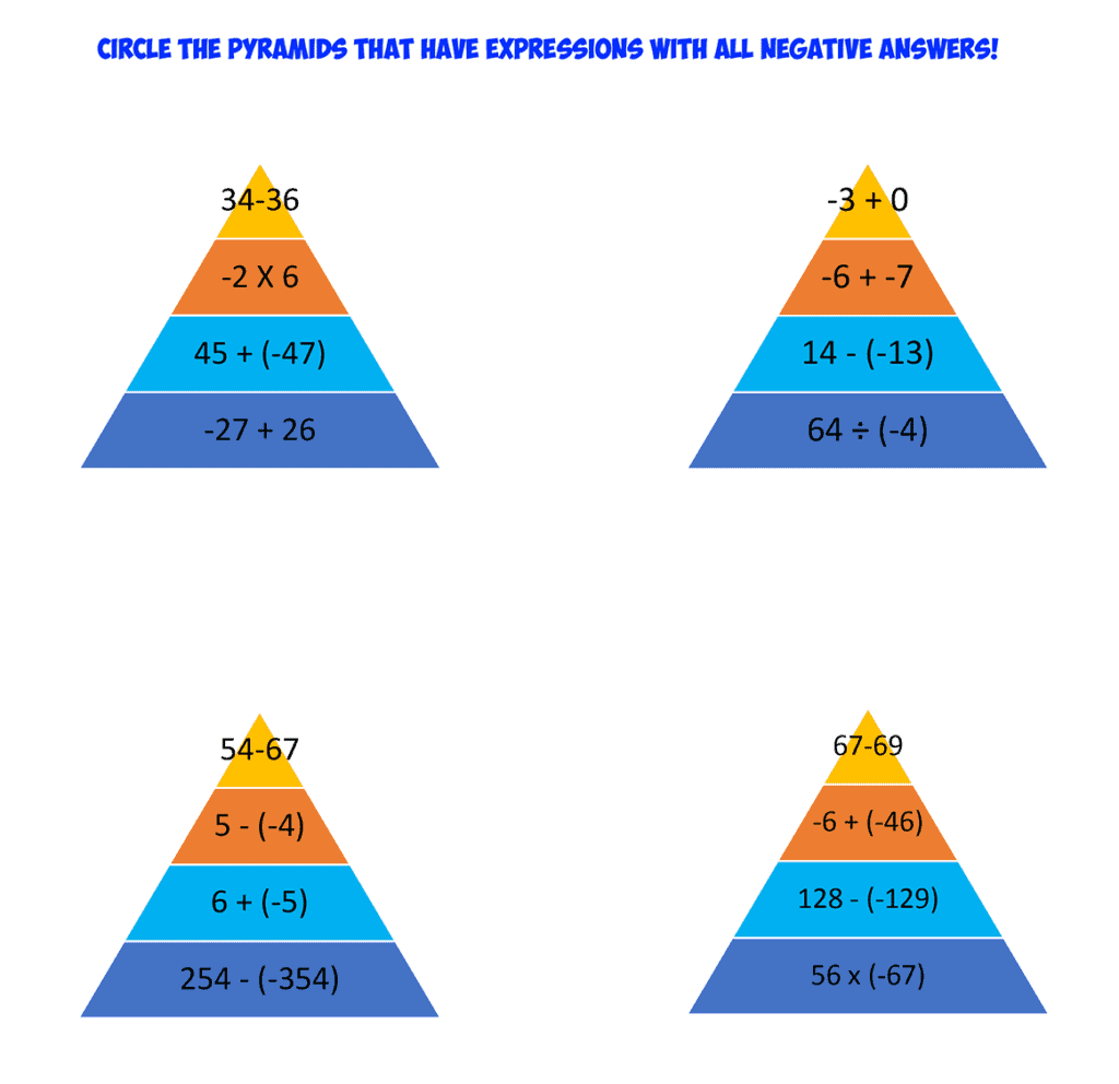 Integer Worksheet-Pyramids 1 - Mr. R.'s World of Math