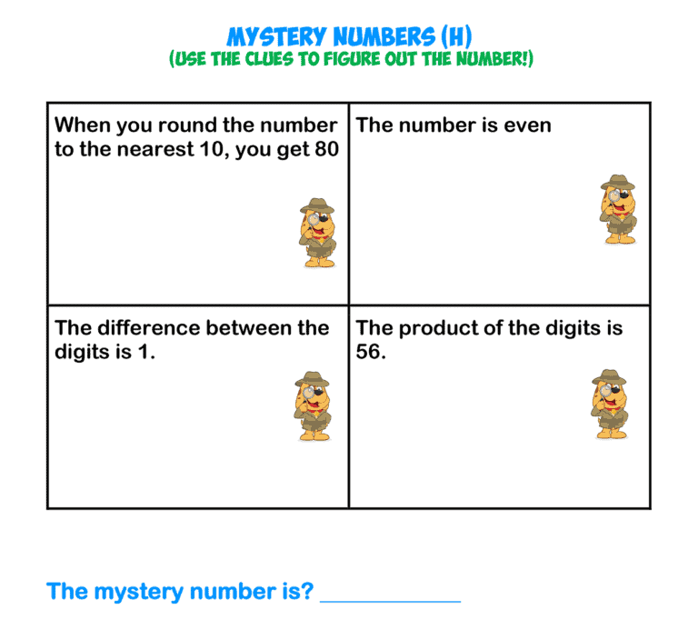 Mystery Numbers H - Mr. R.'s World of Math