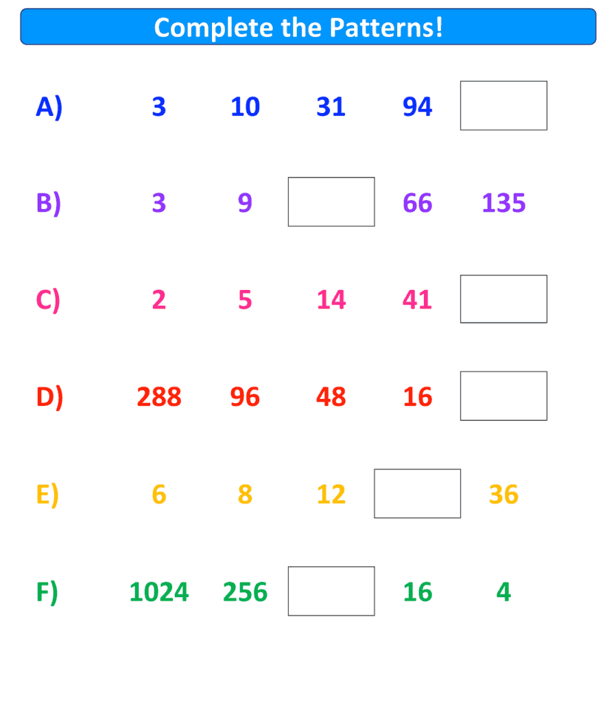 number patterns 3 - Mr. R.'s World of Math