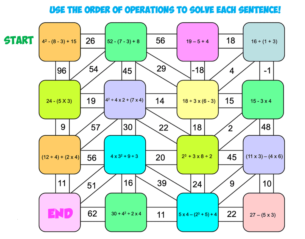 Order of Operations Maze 4 – Mr. R.'s World of Math