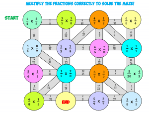 Multiplying Fractions Maze 1 - Mr. R.'s World of Math