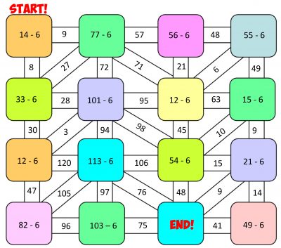 Subtraction Maze 10 - Mr. R.'s World of Math